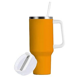 Gradient Orange Insulated Tumbler with Handle and Straw Water Cup 40 Oz Stainless Steel Water Bottles