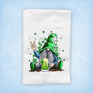 St Patricks Day Kitchen Dish Tea Towel Decoration | Decorative Bathroom Hand Decor | Holiday Shamrock Gnomes Bath Towels | Spring Winter Green Home Decor | Saint Patrick's Day Paddy's Day Paddys