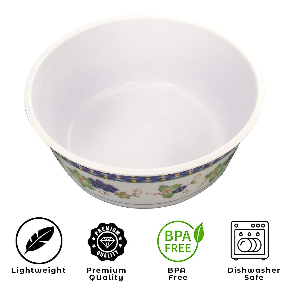 Melamine Bowl 5 Pcs set - serving bowls with lids Bowl Set for Soup Cereal Rice Noodles Salad, Dishwasher-Safe