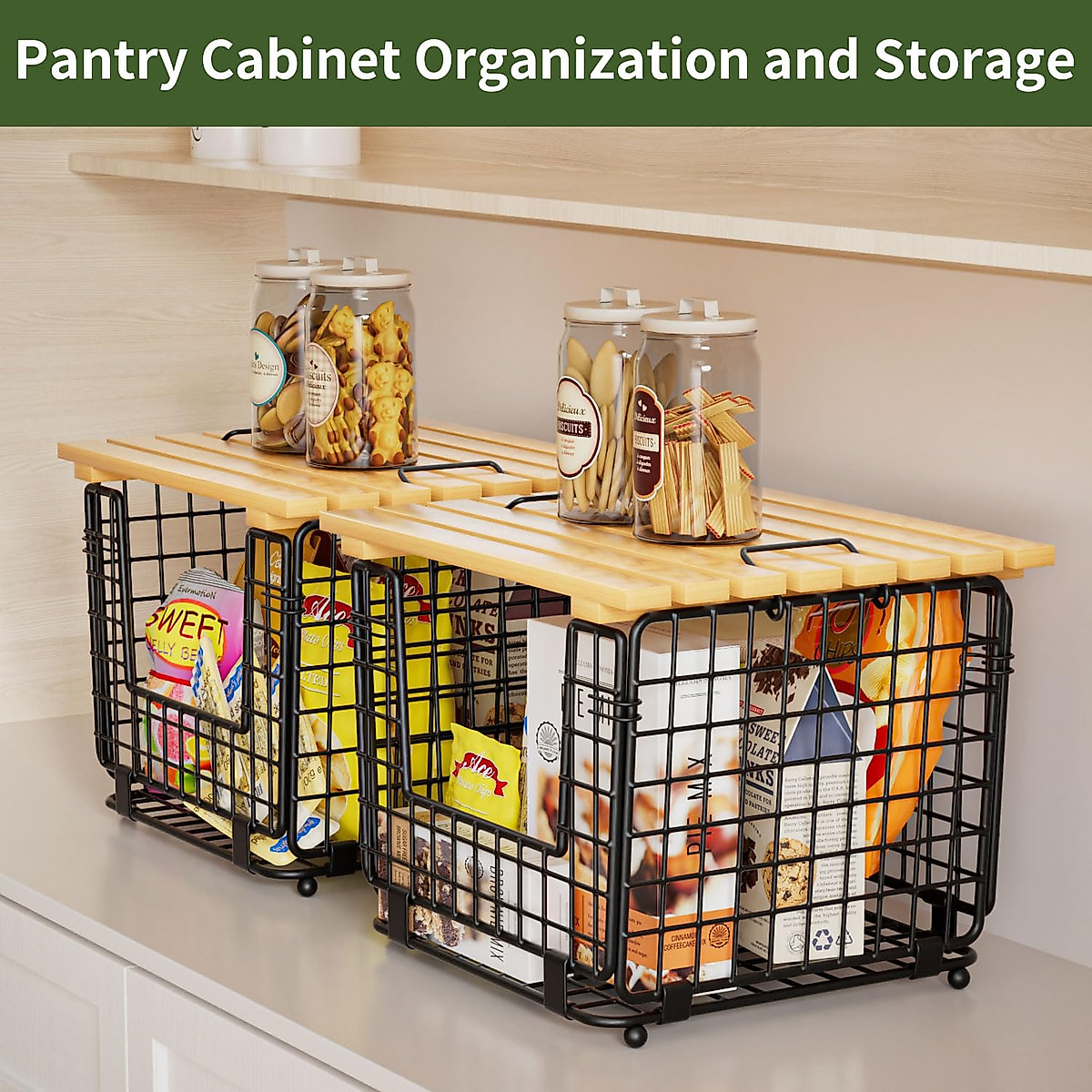 Wire Storage Basket For Kitchen Pantry: GGIU Kitchen Counter Basket Stackable Wire Organizing Bin For Produce Vegetable - Countertop Potato Onion Veggie Basket Black