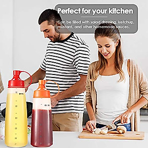 Ondiomn Condiment Squeeze Bottle Wide Mouth, 2 Pack 550ml Clear Squeeze Bottles for Condiments, Paint, Ketchup, Mustard, Oil, Sauces, Resin, Baking, Cake Decorating, Cleaning, BPA Free-Food Grade