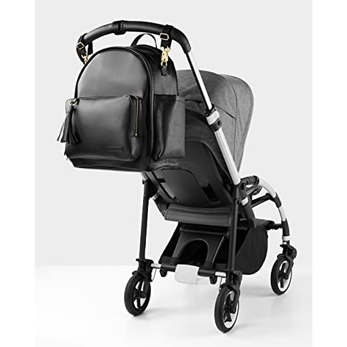 Skip Hop Diaper Bag Backpack: Greenwich Multi-Function Baby Travel Bag with Changing Pad and Stroller Straps, Vegan Leather, Black (Discontinued by Manufacturer)