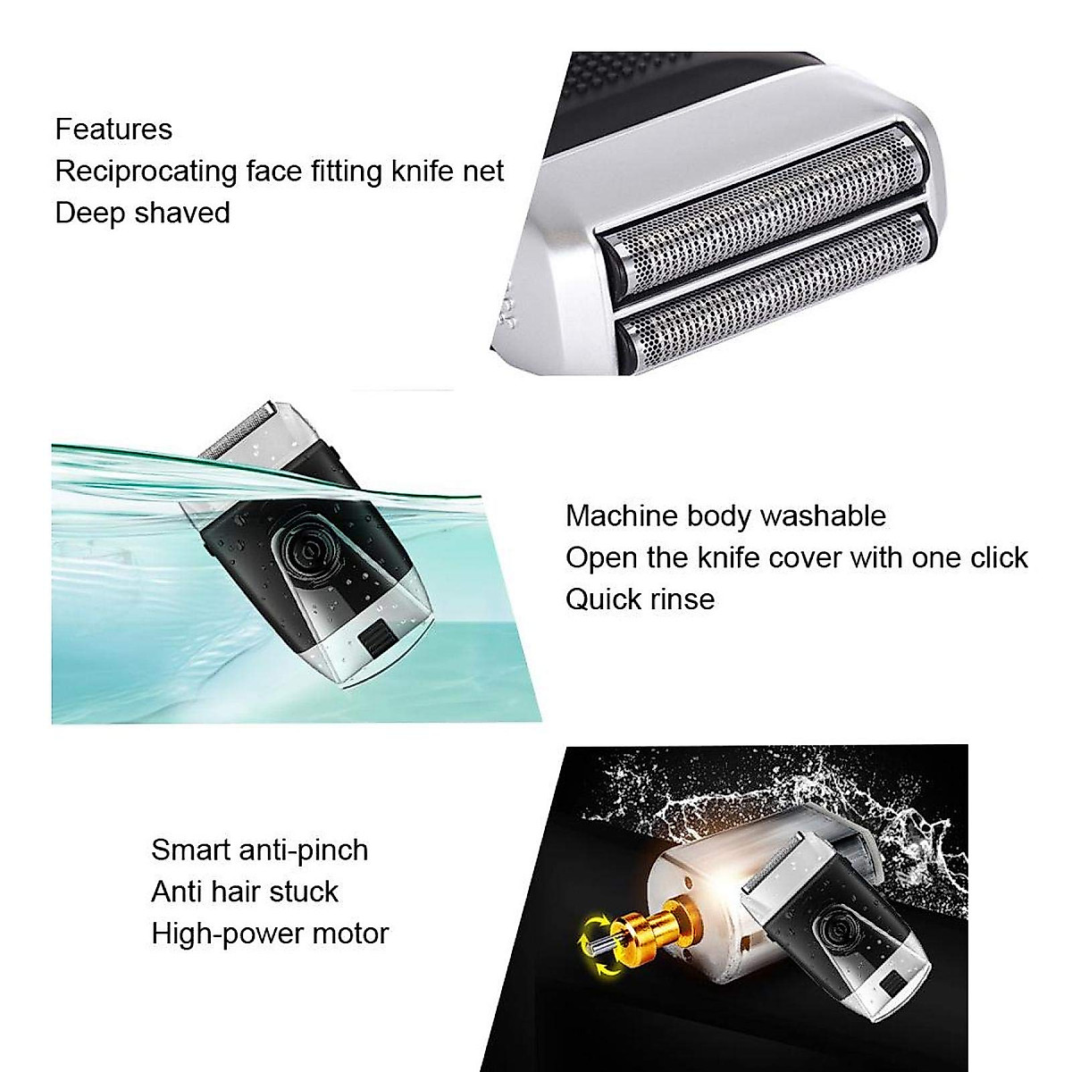 Electric Foil Shavers for Men, Mens Beard Shaver Lithium Electric Men's Multifunctional 2 in 1 Foil Trimmer Shaving Machine Clippers for Hair Cutting