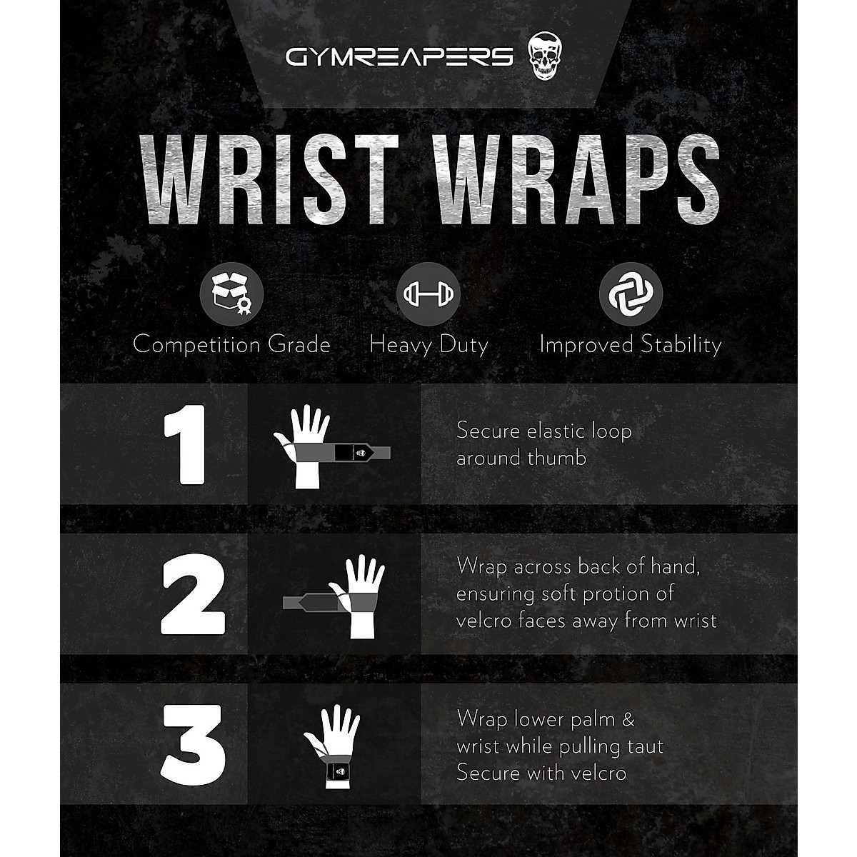 Gymreapers Weightlifting Wrist Wraps (Competition Grade) 18" Professional Quality Wrist Support with Heavy Duty Thumb Loop - Best Wrap for Powerlifting, Strength Training, Bodybuilding(Black,18")