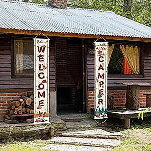 Camping Party Decorations Camping Party Banner Camping Sign Welcome Banner for Camping Themed Birthday Party Baby Shower Decorations