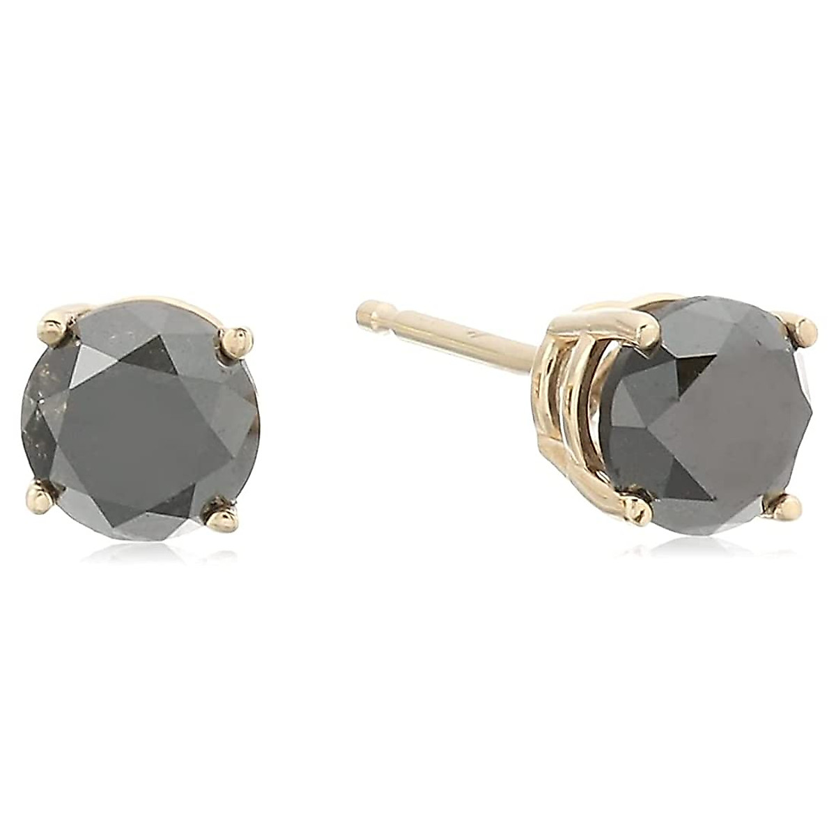 14k Yellow Gold Black Diamond Stud Earrings (1 1/2cttw)