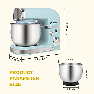 Kitchen in the box Stand Mixer,3.2Qt Small Electric Food Mixer,6 Speeds Portable Lightweight Kitchen Mixer for Daily Use with Egg Whisk,Dough Hook,Flat Beater (Blue)