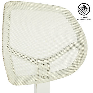 Urban Lifestyle Computer Office Rolling Swivel Task Desk Chair with Mesh Backrest and Caster Wheels, White with White Legs