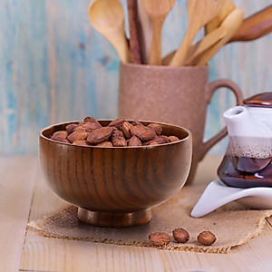 Fasmov Handmade Wood Bowl, 4 Pack Jujube Wooden Salad Bowl Set, Wood Bowl Serving Tableware for Rice, Soup, Dip, Coffee, Tea, Decoration