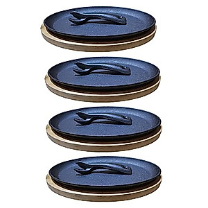 HAWOK Cast Iron Fajita pan with Bamboo Tray and Handle Set of 4…