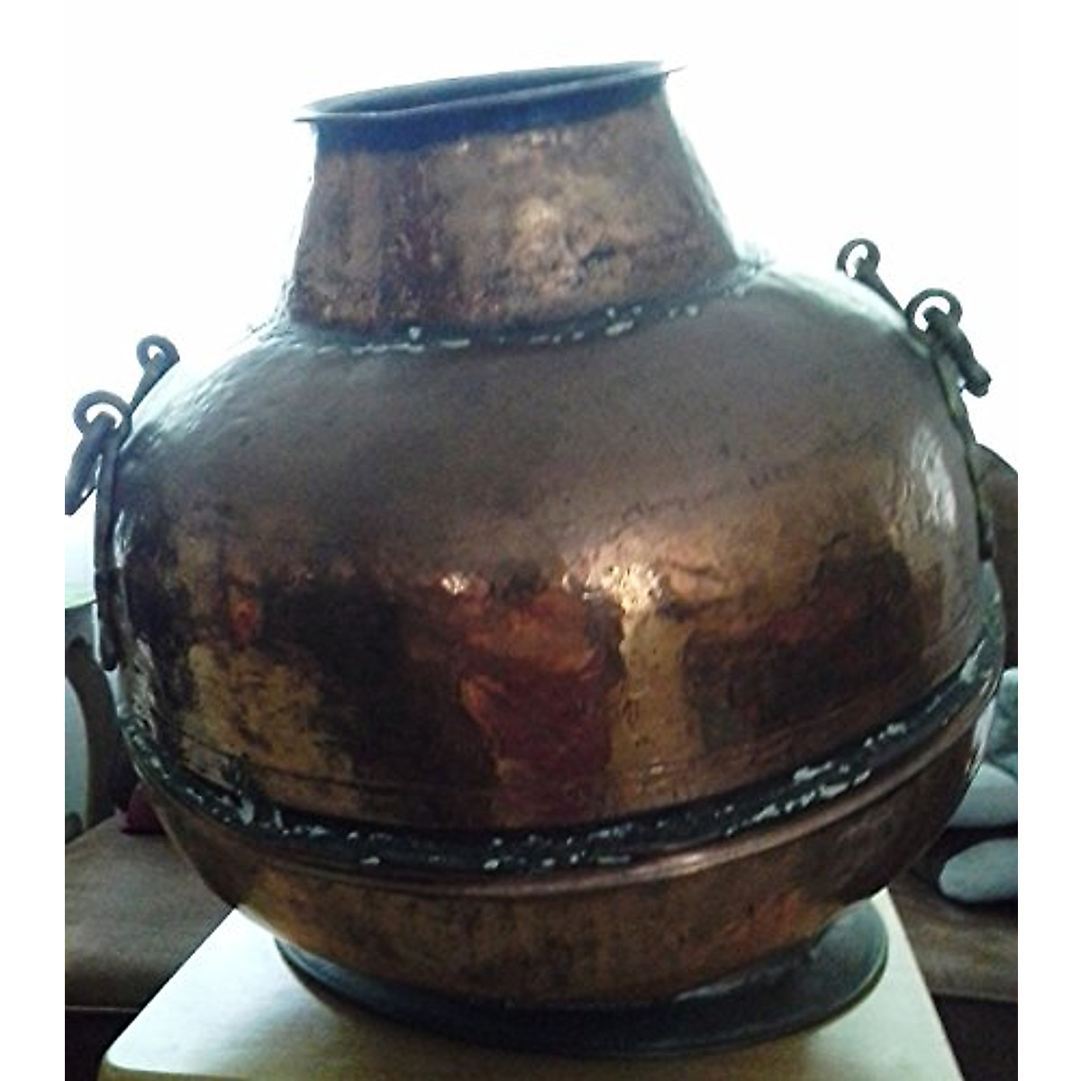 Vintage Antique Hand-hammered Middle Eastern Water, Wine, Oil Jug Brass Handles