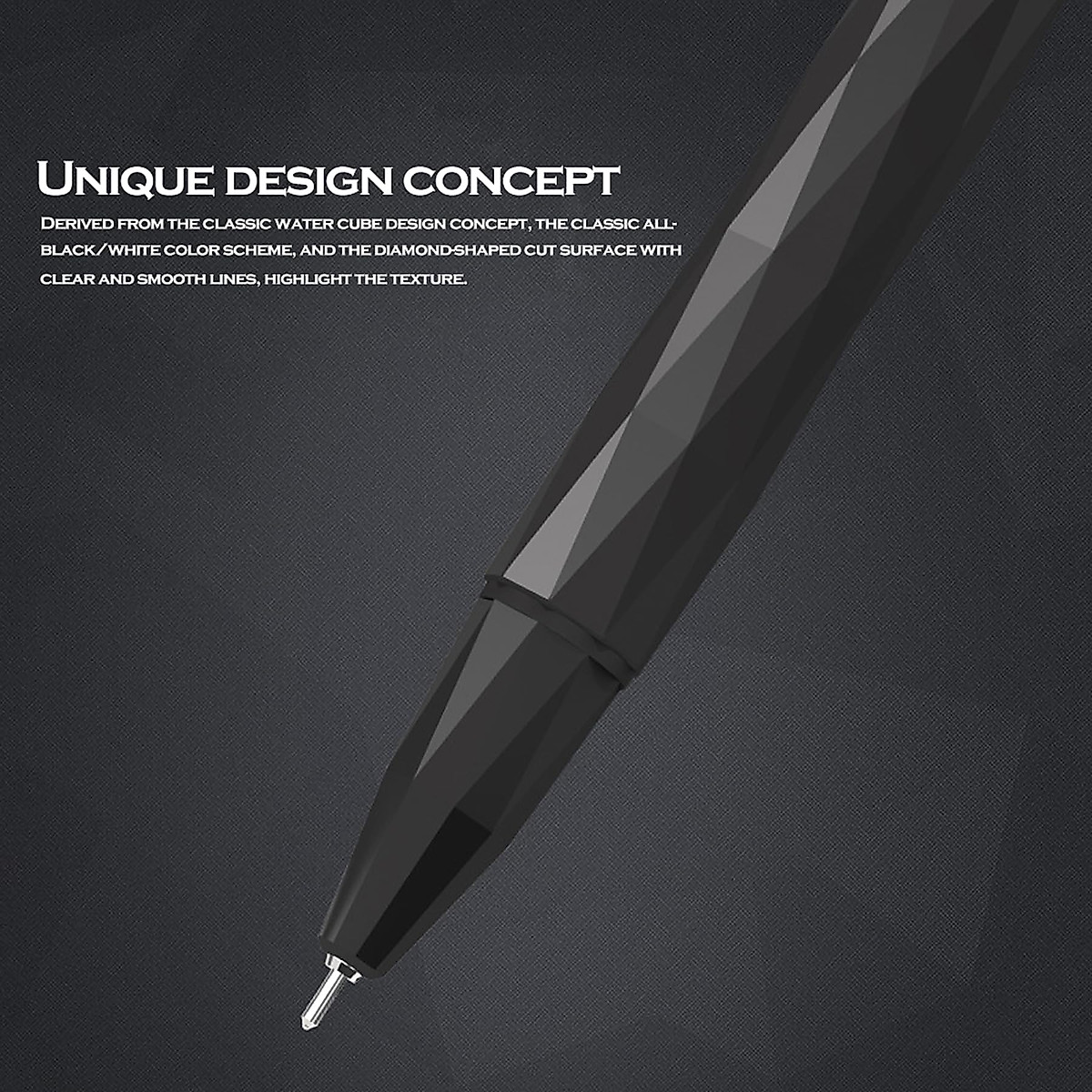 DUNBONG Retractable 0.5mm Porous Point Pen, Black ink gel pens, Box of 6 Pens (White Packs of 6)