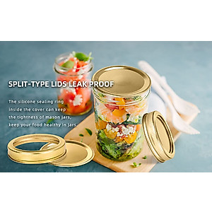 MAEXUS 24 Pcs Canning Lids, 12 Jar Rings + 12 Canning Lids Regular Mouth Mason Jar Lids, Split-Type Metal Mason Jar Lids for Ball, Kerr Jars (Golden)