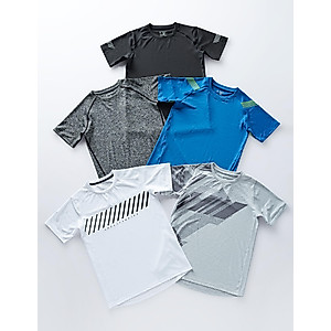 5 Pack Boys Athletic Shirts, Youth Activewear Dry Fit Tshirts for Kids, Short Sleeve Tees, Bulk Athletic Performance Clothing (Set 3, Medium)