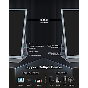 Intehill 4K Portable Monitor for Laptop, MacBook and Mini PC High-end 13.4 inch Small Computer Monitor with Golden Ratio 16:10 and Resolution 3840x2400 U13NA