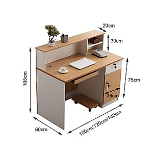 AZBROW Reception Desk Front Desk with Computer Tower Stand, Reception Counter with Display Shelf & Lockable Drawers, for Salon Reception Room Checkout Office (Size : 100cm)