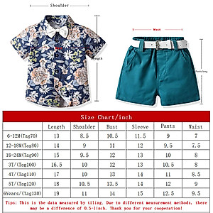 FAXSON Baby Boys Girls Brother and Sister Matching Outfits Clothes Floral Gentleman Shorts Set(Blue boy,90/18-24 Months)
