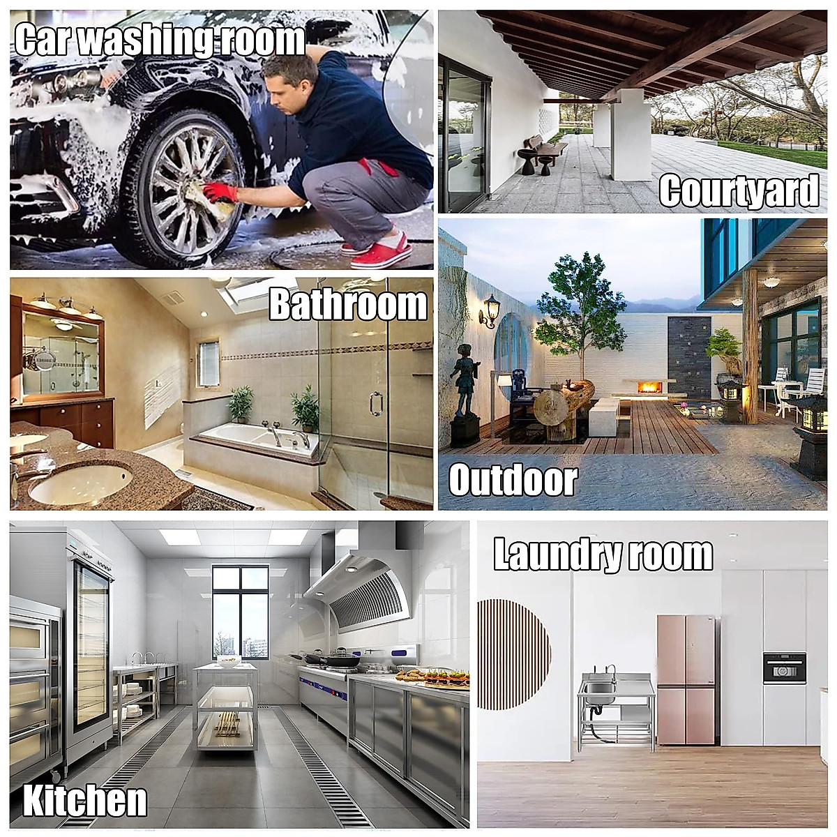 SEYFI Kitchen Sinks Outdoor Free Standing,Bowl,with Drainboard, U-Tility Prep Station Sink, Laundry Tub, Free Standing Stainless for Commercial Restaurant/Left - Hot and Cold/Left - Hot and Cold/120C