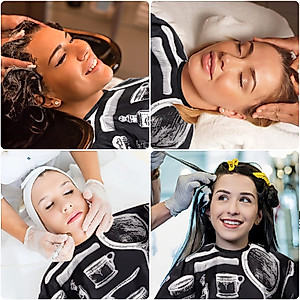 FEBSNOW Waterproof Barber Cape and Neck Duster Brush Hair Cutting Cape with Adjustable Snap Button, 43.3 × 57 Inches Large Salon Cape for Hair Treatment Haircut Dyeing Perm (Printing Style)