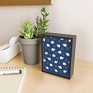 Deny Designs Kangarui Happy Hippo Blue Framed Mini Art Print, 4" x 3", Black