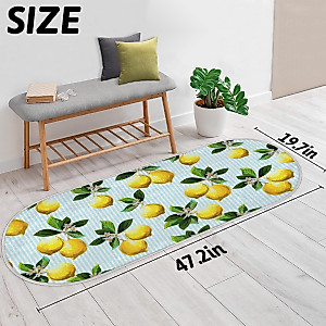 Lemon Tree Stripe Oval Rug Small Rugs for Bedroom Aesthetic Bedside Bedroom Rug Soft Shag Runner Carpet Modern Fluffy Nursery Area Rugs Home Decor 1.64 x 4 Feet