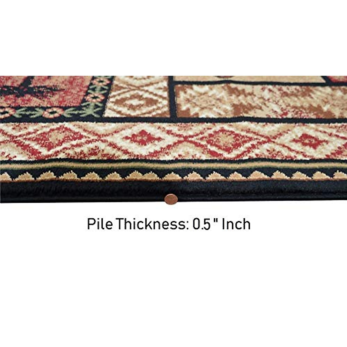 HR Cabin 906 Nature and Animals Area Rug 5'2" x 7'2" Contemporary Geometric Design Fish/Moose/Bear/Lodge