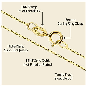 Everyday Elegance Solid 14K Yellow Gold Box Link Chain Necklace for Women | Square Box Chain Design | Spring Ring Clasp | 0.60mm Thickness | 14 Inch Length | With Gift Box