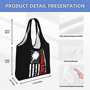 American Flag Pickleball Pickleball Canvas Shoulder Tote Bags Reusable Handbags Shopping Bag For Daily Women Or Men