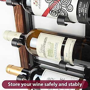 J JACKCUBE DESIGN Wine Rack Wall Mounted Organizer for 6 Bottles Holder, Stylish Kitchen Wine Storage Display Holder Shelf in Rustic Wood and Metal -MK819A