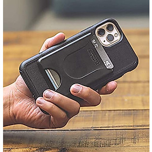 Encased Cell Phone Wallet, 4 Card System (Compatible with Circular Grip) Securely Holds IDs Business and Credit Cards - HardCard Reusable Adhesive Stick On Holder (Matte Black)