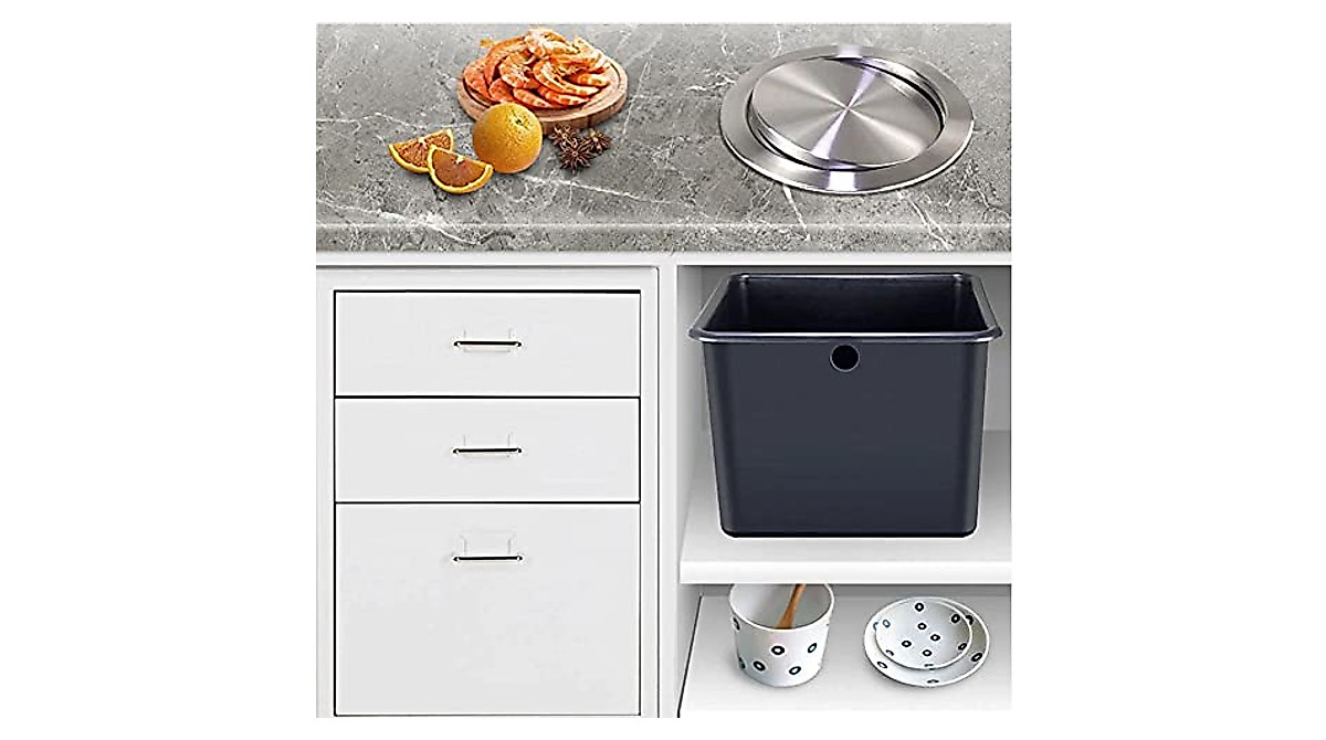 Stainless Steel Recessed Trash Lid - Modern Kitchen Waste Solution
