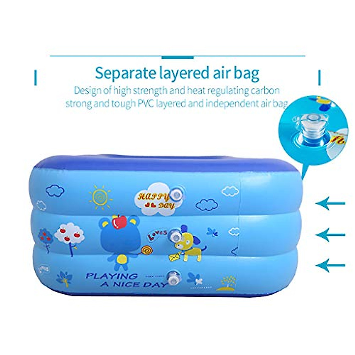 iHPH7 Family Inflatable Swimming Pool for Toddlers,Kids,Adults,Kiddie,Ocean Scene Rectangular Above Ground Garden Backyard Outdoor Summer Water Party Multiple Size Options S