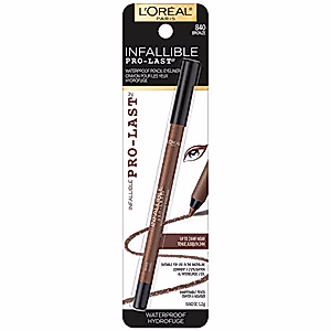 L'Oreal Paris Makeup Infallible Pro-Last Pencil Eyeliner, Waterproof and Smudge-Resistant, Glides on Easily to Create any Look, Bronze, 0.042 oz.