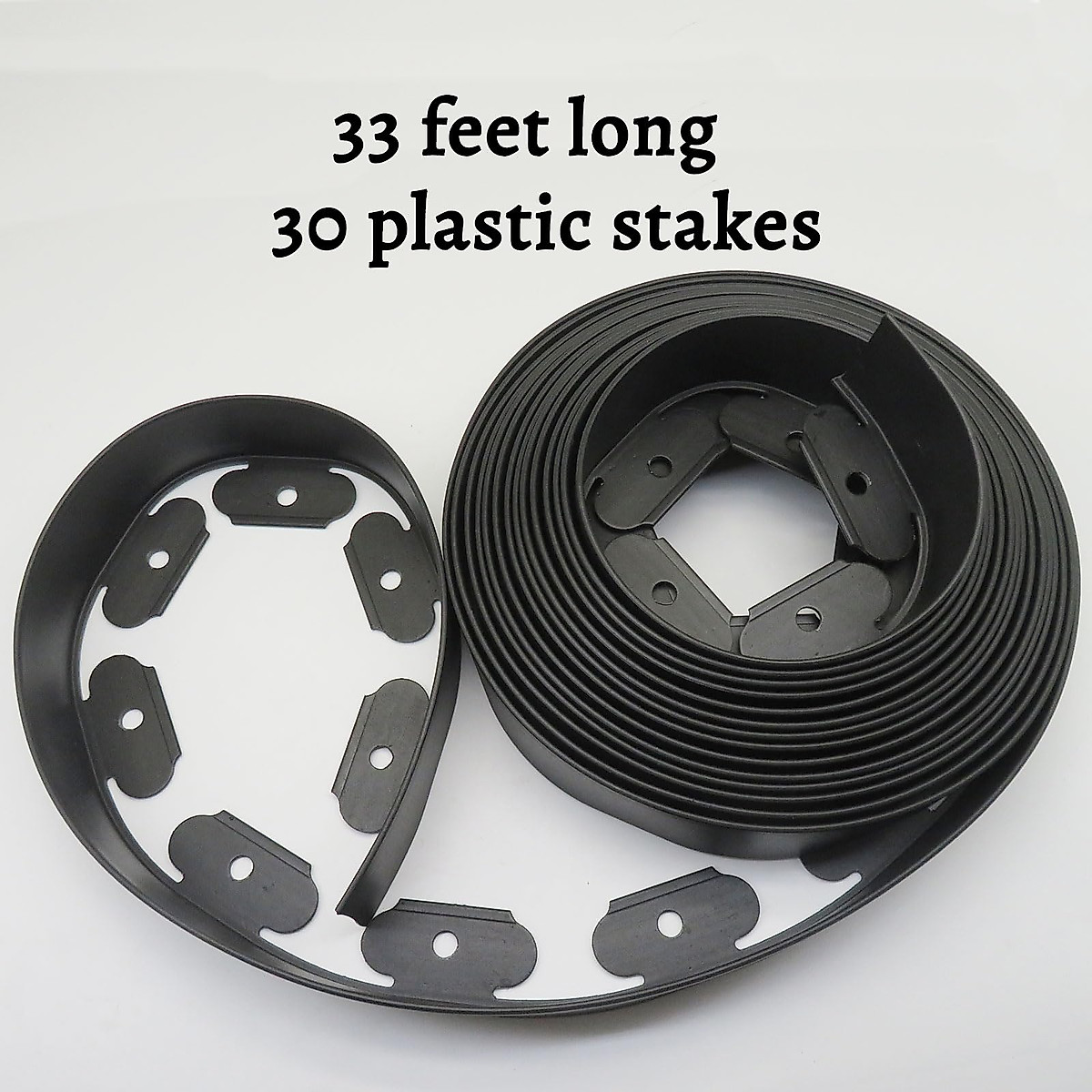 No Dig Landscape Edging - Flower Bed Lawn Garden Border Rubber Edging for Wild Flower Garden Yard (30Feet-Black)