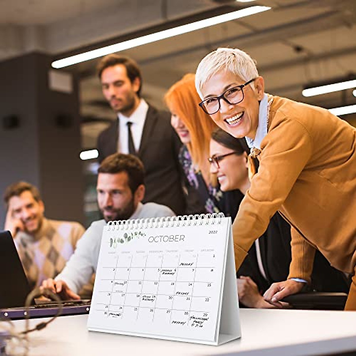 Aesthetic Small Desk Calendar 2023 with Stickers - Runs From October 2022 until June 2024 - Beautiful Greenery 6" x 8" Flip Desktop Calendar for Easy and Effective Organizing