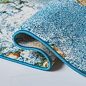 SAFAVIEH Glacier Collection 8' x 10' Blue/Gold GLA125M Modern Abstract Non-Shedding Living Room Bedroom Dining Home Office Area Rug