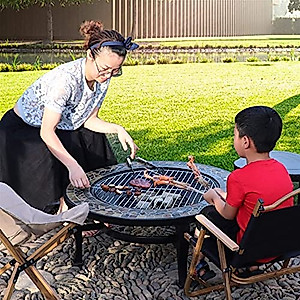 LEAYAN Garden Fire Pit Grill Bowl Grill Barbecue Rack Outdoor Fire Pit Garden Wood Burning Fire Bowl, Portable Outdoor Heating Fireplace, Used for Outdoor Cooking and Campfire