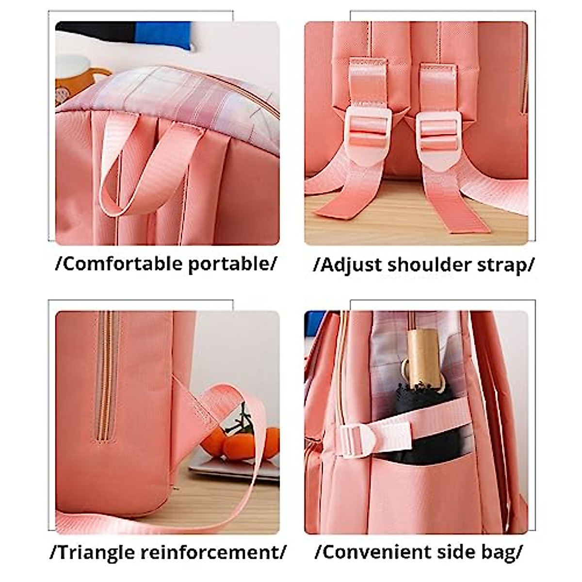 MAGSKY Cute Backpack 5 Set Aesthetic Backpack Kawaii Backpack Large Capacity Casual Travel Mochilas Daypacks (Blue)