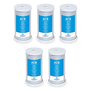 Express Water – 5 Pack Water Filter Activated Carbon Block Replacement Filter – ACB Large Capacity Water Filter – Whole House Filtration – 5 Micron Water Filter – 4.5” x 10” inch…