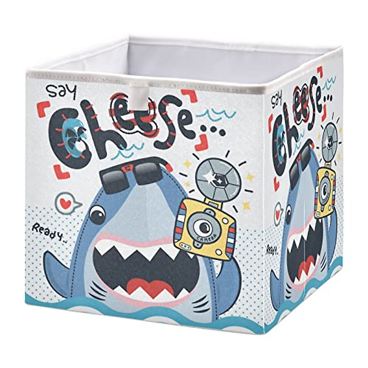 Kigai Shark Cube Storage Bins - 11x11x11 In Large Foldable Storage Basket Fabric Storage Baskes Organizer for Toys, Books, Shelves, Closet, Home Decor