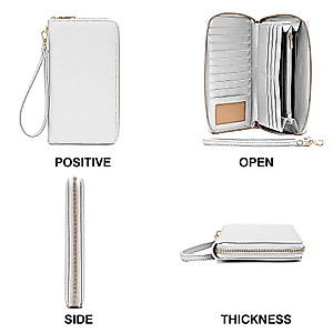 YZAOLL Women's Wallet RFID Blocking PU Leather Large Capacity Zip Around Credit Card Holder Cell Phone Checkbook Storage Bag Zipper Coin Purse,lightsilver