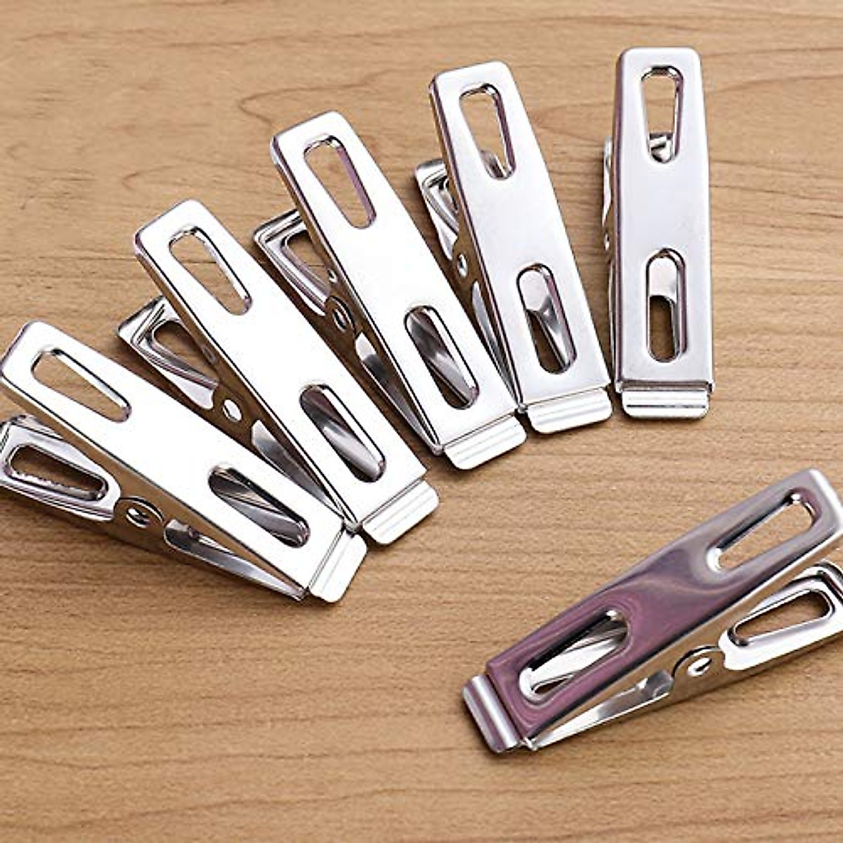 Lpdphanxfkx 20 Pcs Stainless Steel Clipped Clothespin, Non-Magnetic Opening Clip, Flat Folder, Windproof Clip, Heart-Shaped Clip, Multipurpose Clip
