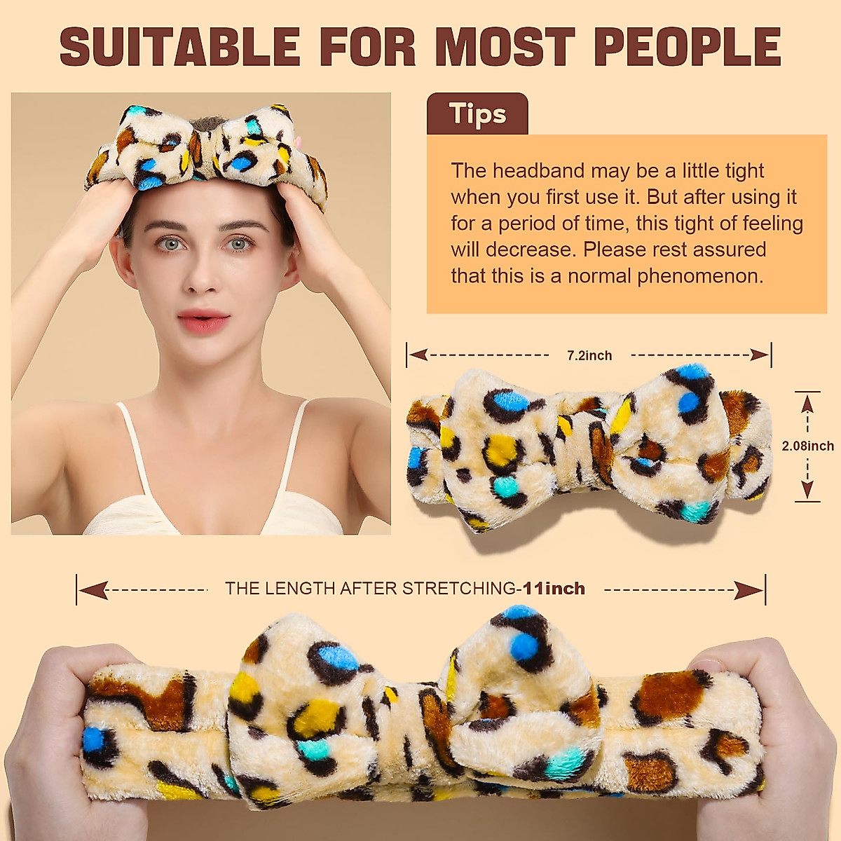 Teenitor Spa Headbands - 9Pcs Cute Bow Headbands for Women, Skincare and Makeup, Washing Face