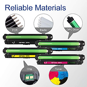 GREENRHINO Remanufactured Toner Cartridge Replacement for HP 307A CE740A CE741A CE742A CE743A HP Color Laserjet CP5200 CP5220 CP5225 CP5225dn CP5225n (1 Black, 1 Cyan, 1 Magenta, 1 Yellow, 4-Pack)