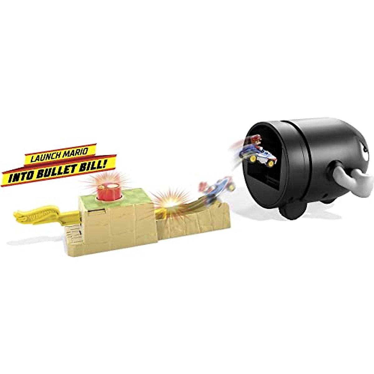 Hot Wheels Mario Kart Bullet Bill Launcher and Mario Kart Vehicle By Hot Wheels for Kids Ages 4, 5, 6, 7, 8