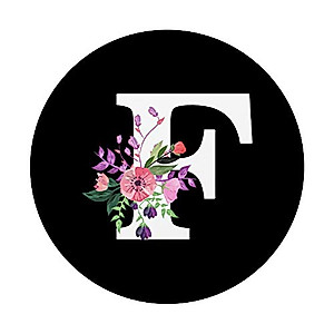 pretty rose floral monogram white letter F cute pink PopSockets PopGrip: Swappable Grip for Phones & Tablets