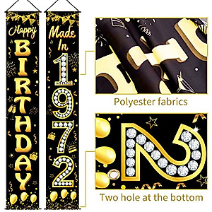 50th Birthday Door Banner Decorations for Men & Women, Black Gold Made in 1972 Banner Happy 50 Birthday Party Door Porch Sign, Fifty Birthday Door Backdrop Decor