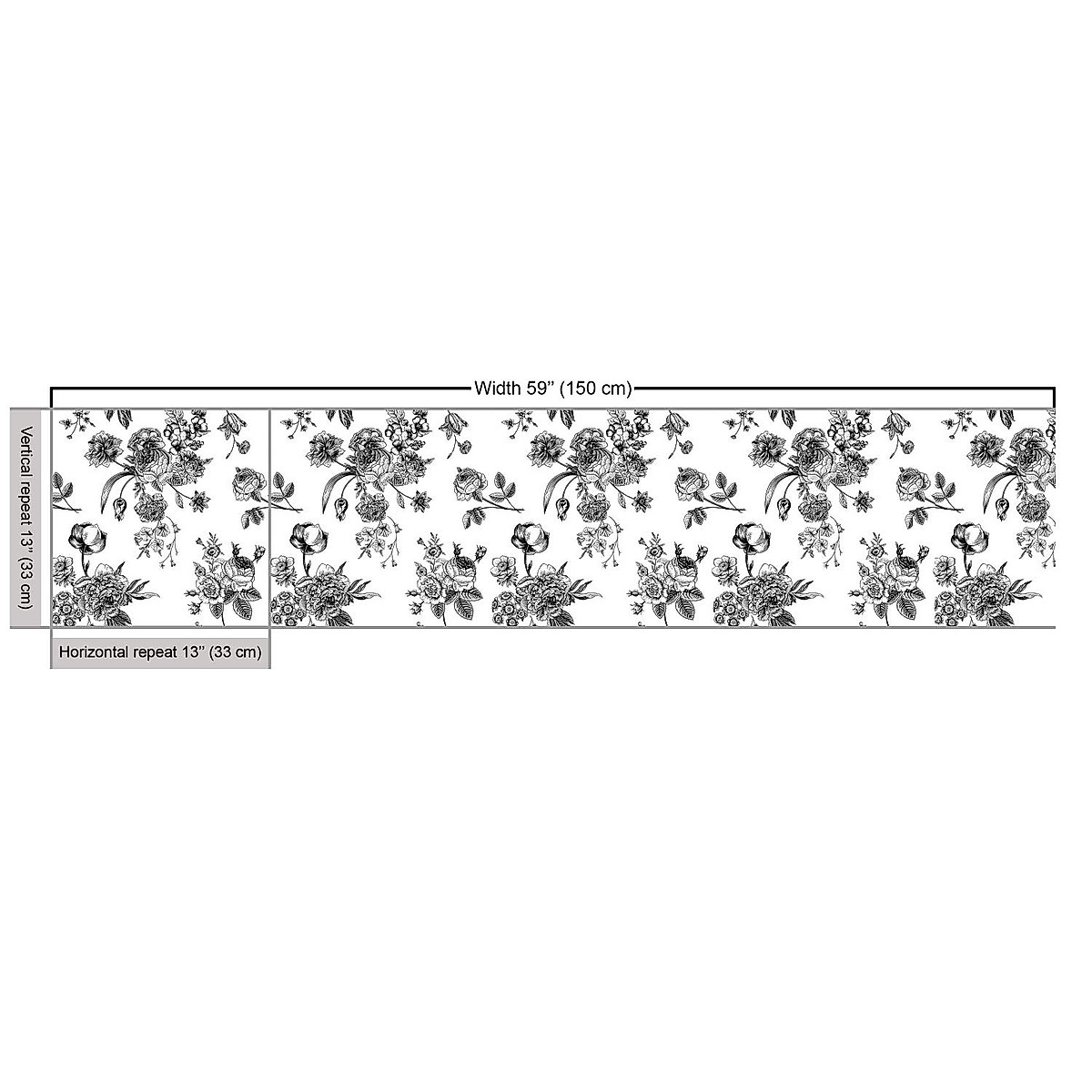 Ambesonne Black and White Fabric by The Yard, Vintage Floral Pattern Victorian Classic Royal Inspired New Modern Art, Decorative Fabric for Upholstery and Home Accents, 1 Yard, Black and White