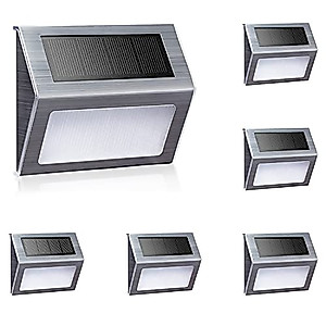 XLUX Solar Lights for Steps Decks Pathway Yard Stairs Fences, LED lamp, Outdoor Waterproof, Warm Light, 6 Pack