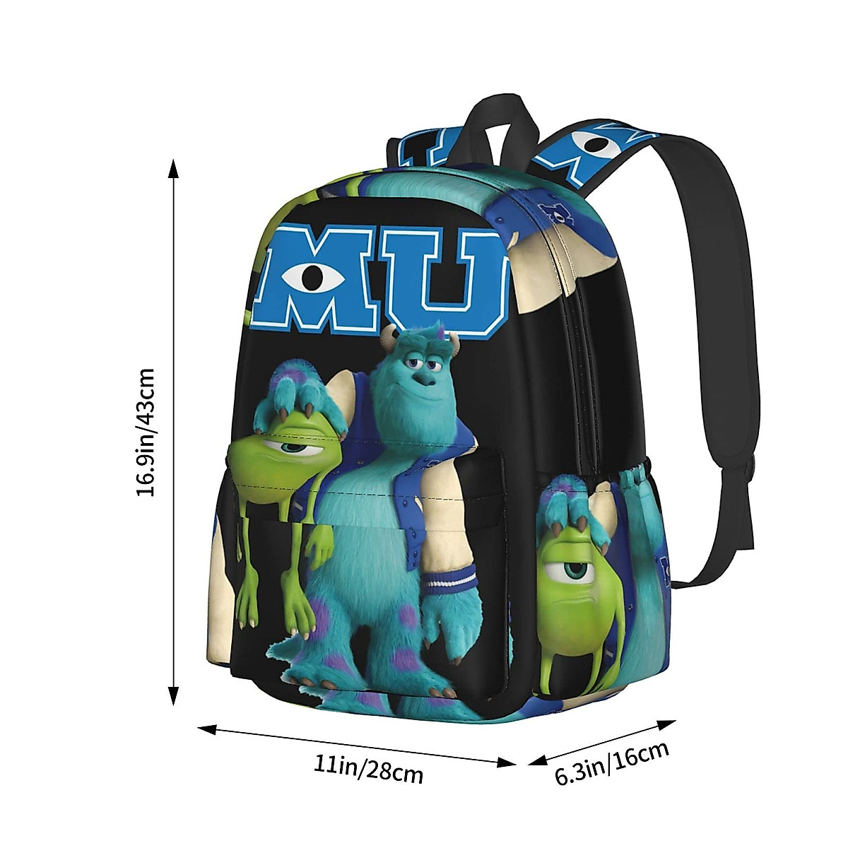 MAIMATIEKE Anime Monsters, Inc Backpack Colorful Travel Laptop Backpack Business Daypack Adjustable Shoulder Strap Bookbag For Teen Boys And Girls, Black, One Size